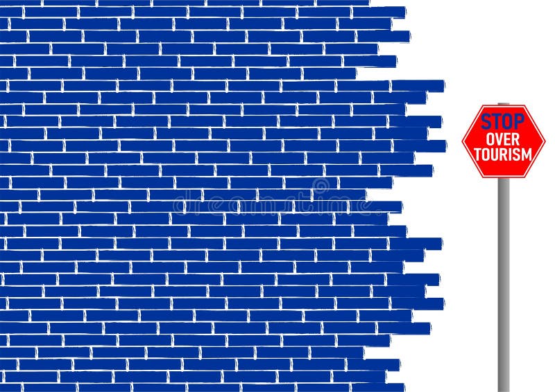 Brick Wall with Sign Stop Overtourism - Cdr Format Stock Vector ...