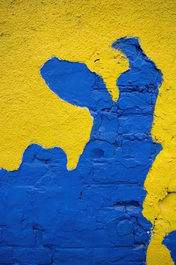 Blue Brick with Yellow Facade Stock Photo - Image of cement, yellow ...