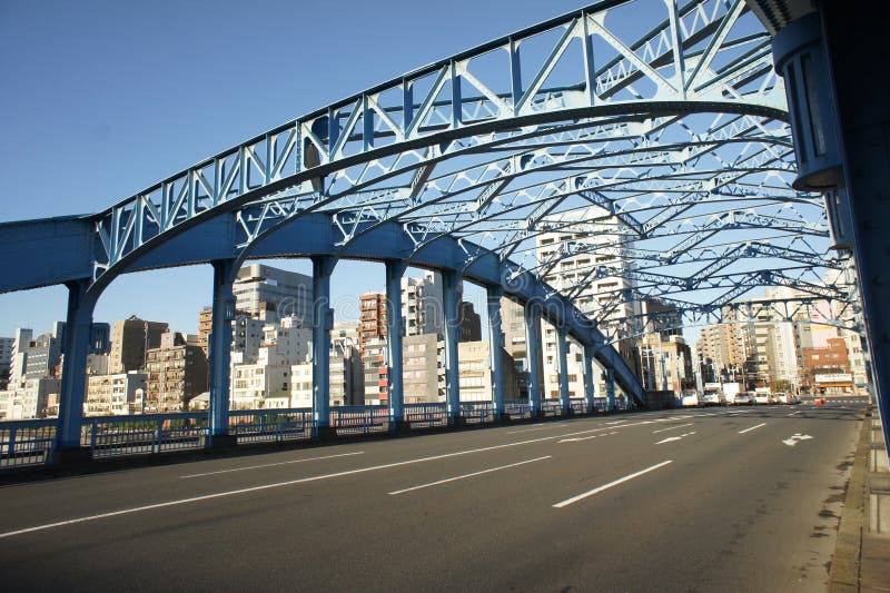 Blue Bridge Asakusa Tokyo stock photo. Image of river - 63097182
