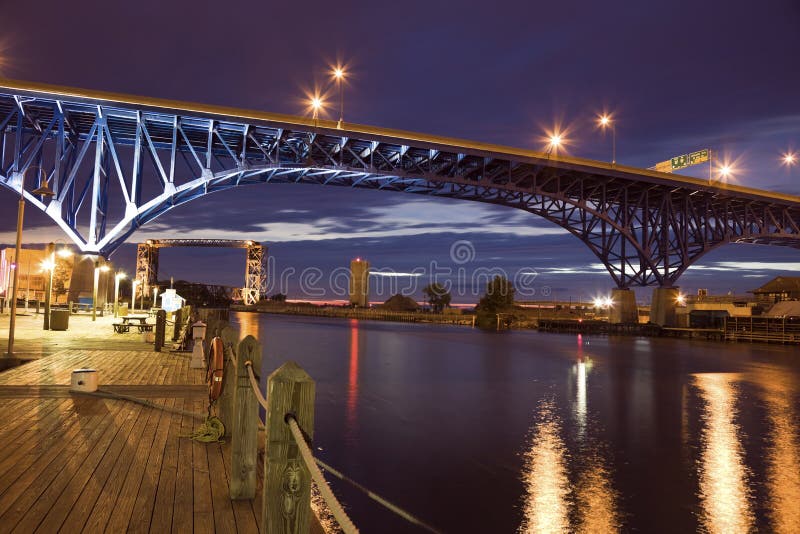 Blue Bridge in Cleveland stock photo. Image of bridge - 17726868