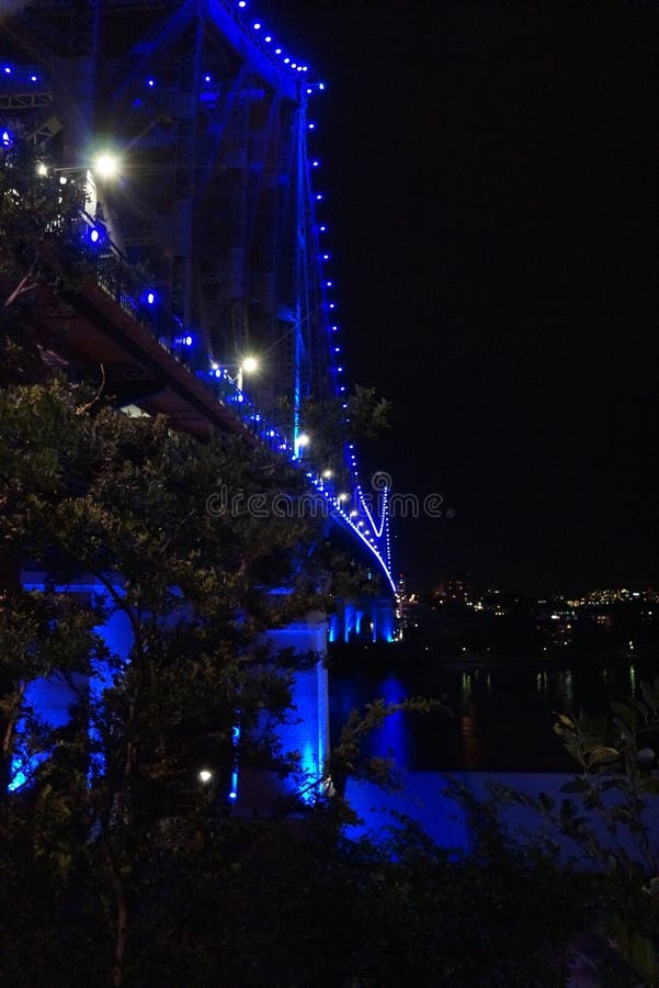 Blue bridge lights stock photo. Image of connections - 81143020