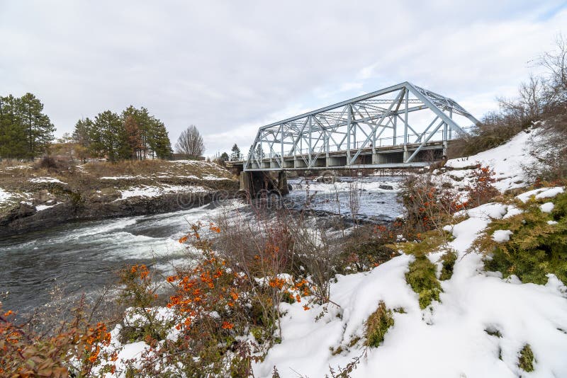 Spokane River at Downtown Riverfront Park at Winter Stock Image - Image ...