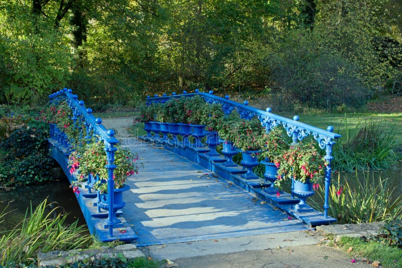 Blue bridge stock photo. Image of polish, purple, garden - 47431074