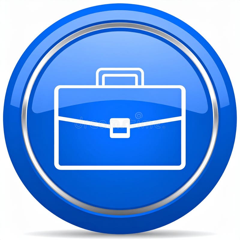Blue Briefcase Icon on Shiny Circular Background Stock Illustration ...