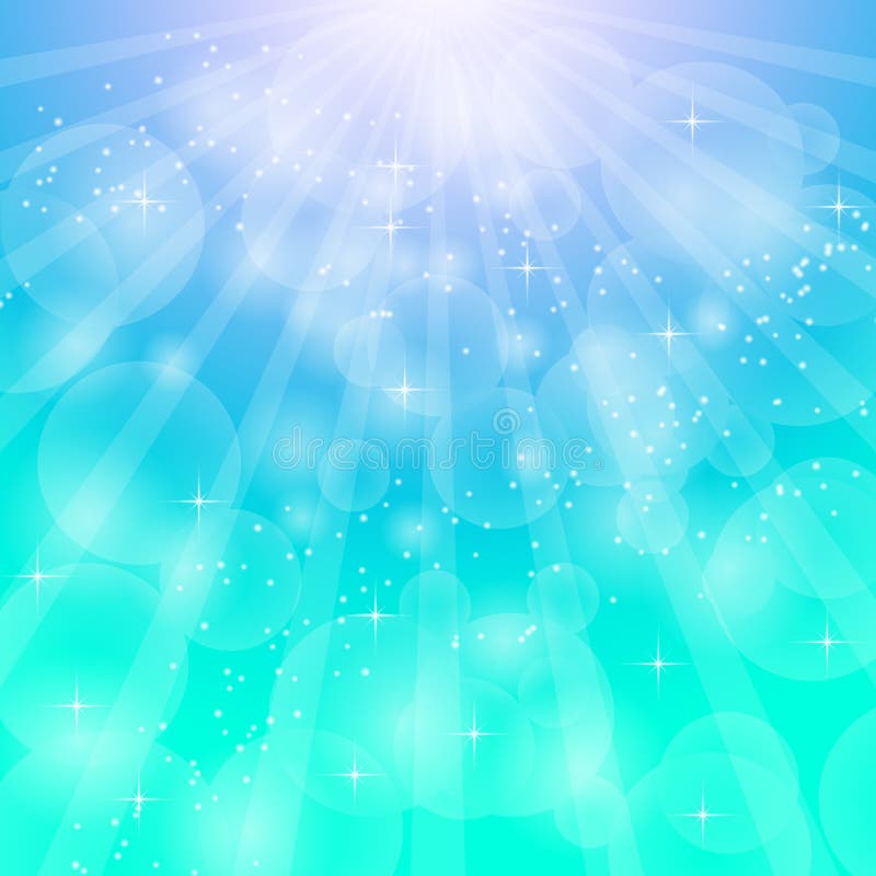 Blue Bright Background with Rays. Abstract Illustration with Sun Beams ...