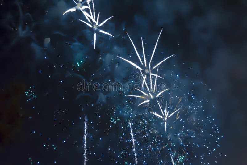Blue Bright Blurred Fireworks Effect Abstract Colorful Background ...
