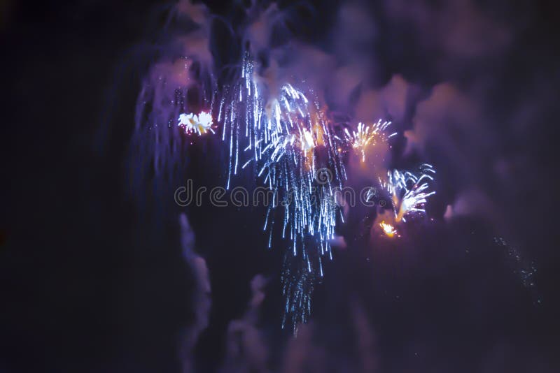 Blue Bright Blurred Fireworks Effect Abstract Colorful Background ...