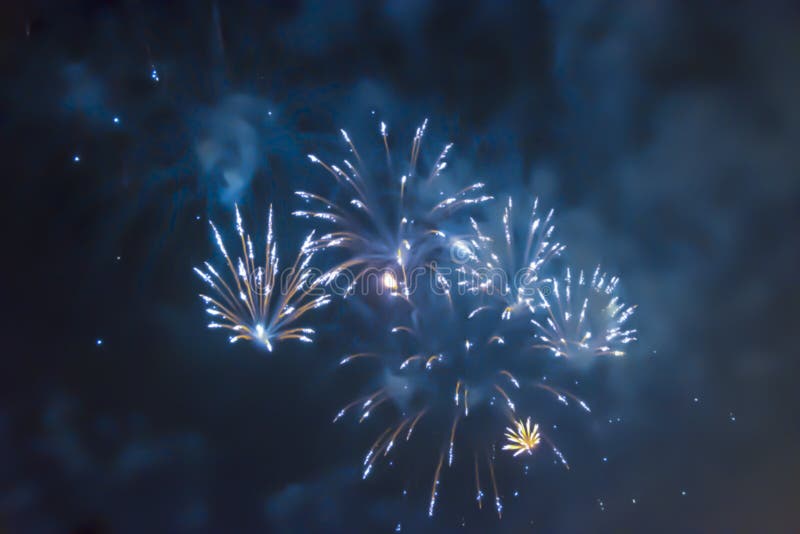 Blue Bright Blurred Fireworks Effect Abstract Colorful Background ...