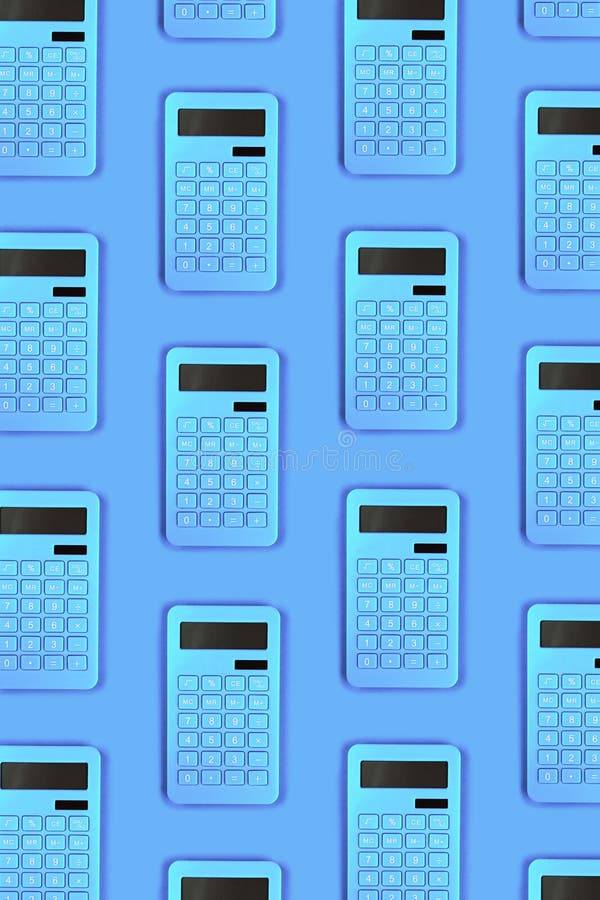 Blue Bright Calculators on a Blue Background Stock Illustration ...