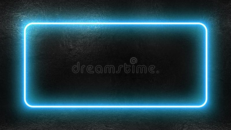 Blue Neon Frame on the Concrete Wall Stock Video - Video of lamp, frame ...