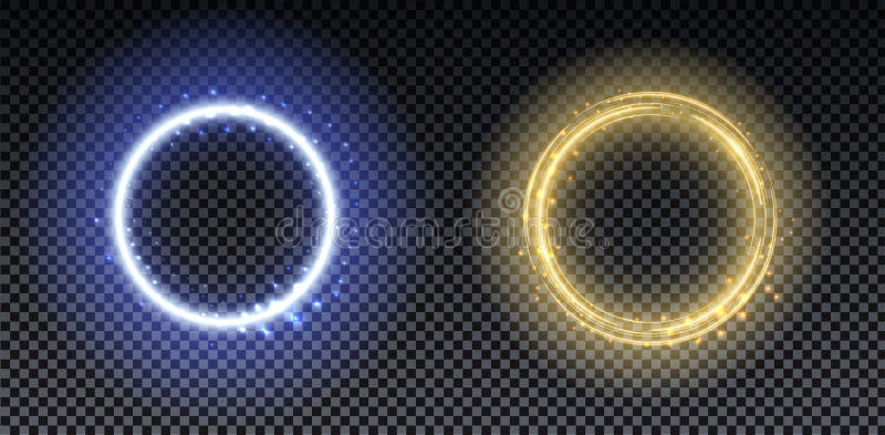 Blue Bright Halo. Abstract Glowing Circles. Light Optical Effect Halo ...