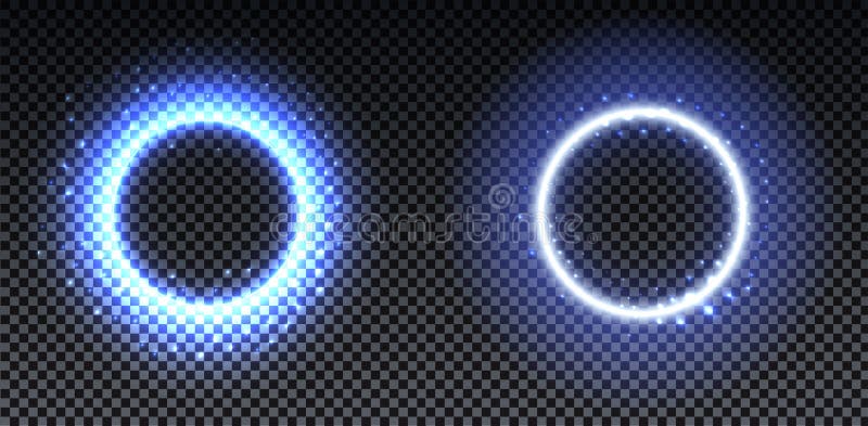 Blue Bright Halo. Abstract Glowing Circles. Light Optical Effect Halo ...