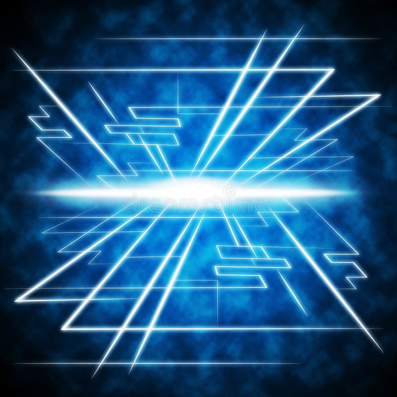 Blue Brightness Background Shows Piercing Light and Rectangles Stock ...