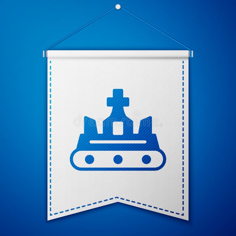 Blue British Crown Icon Isolated on Blue Background. White Pennant ...