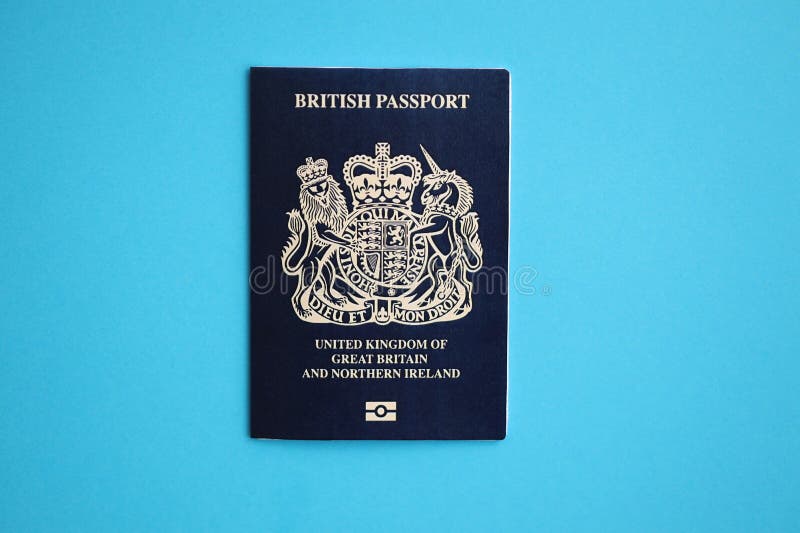 Blue British Passport On Blue Background Close Up Stock Image Image Of Passport Scotland