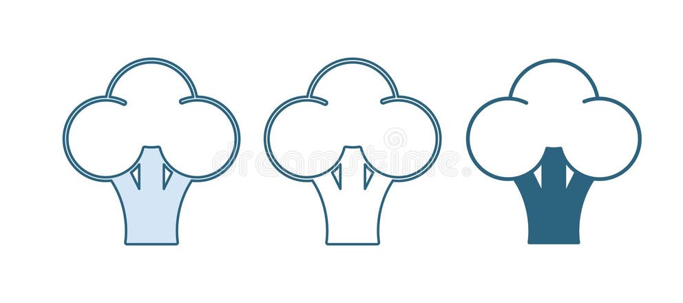 Blue Broccoli Icon Isolated on White Background. Vector Stock ...