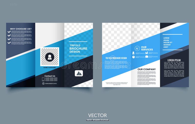 Blue Brochure Design, Brochure Template, Creative Tri-fold, Trend Cover ...
