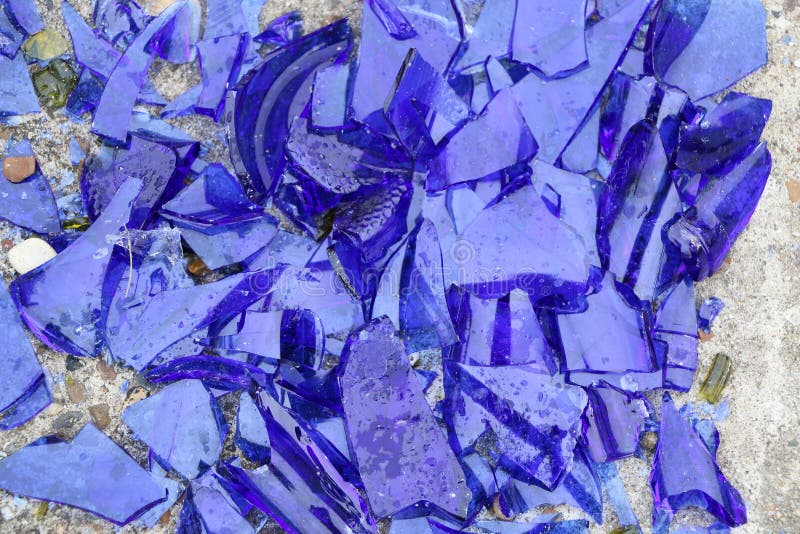 Blue Broken Glass on a Concrete Surface - Texture for a Background ...
