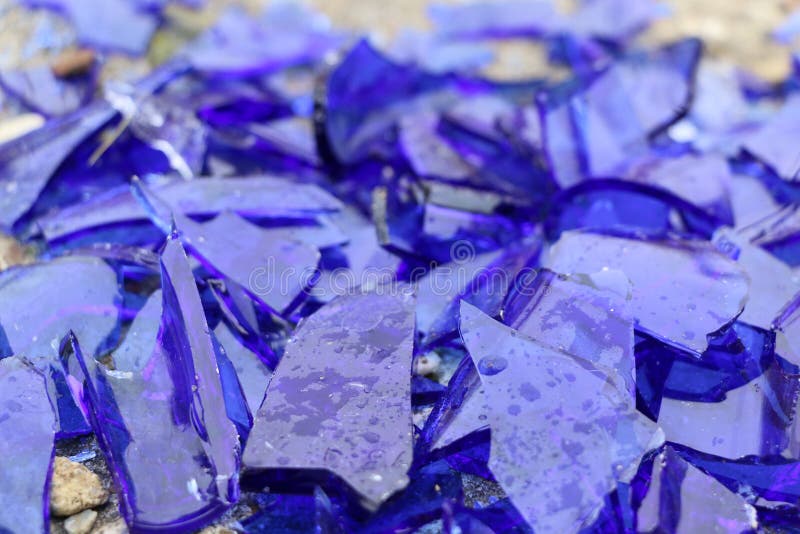 Blue Broken Glass on a Concrete Surface - Texture for a Background ...