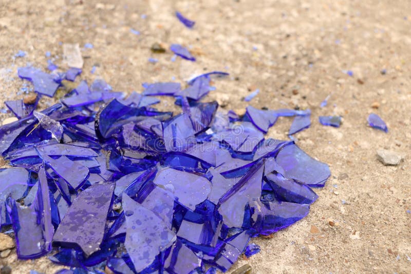 Blue Broken Glass on a Concrete Surface - Texture for a Background ...