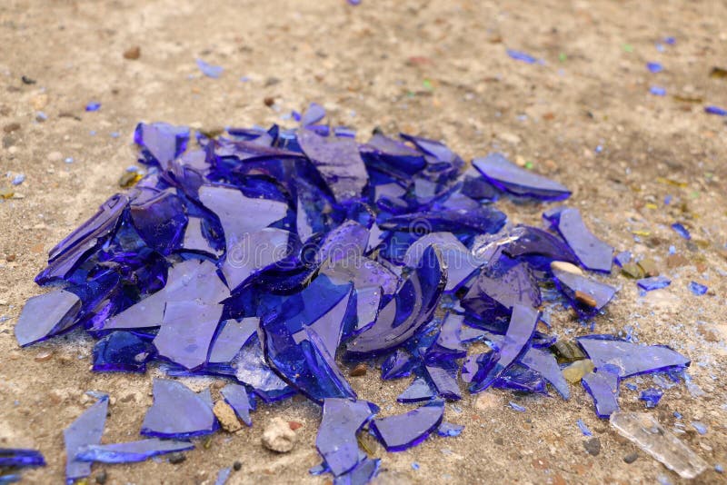 Blue Broken Glass on a Concrete Surface - Texture for a Background ...