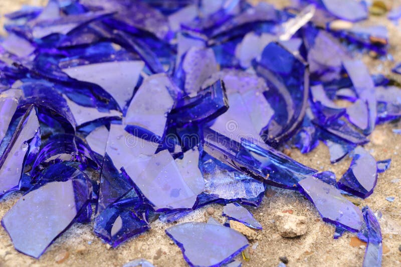 Blue Broken Glass on a Concrete Surface - Texture for a Background ...