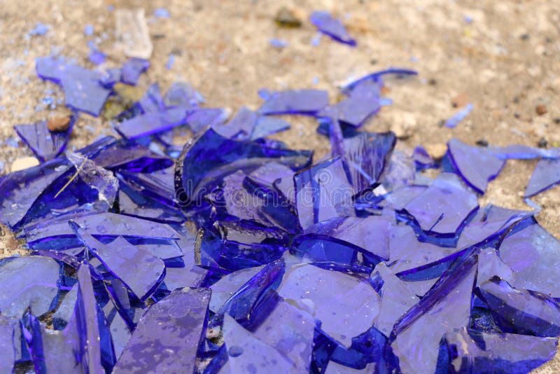 Blue Broken Glass on a Concrete Surface - Texture for a Background ...