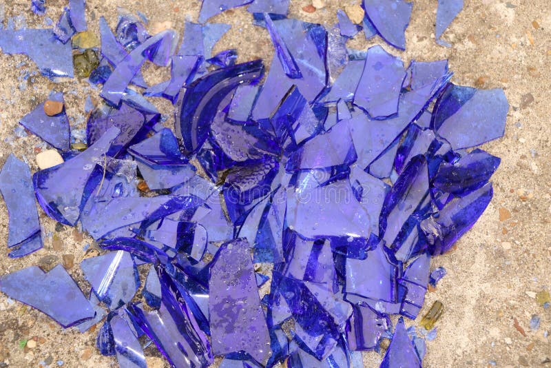 Blue Broken Glass on a Concrete Surface - Texture for a Background ...