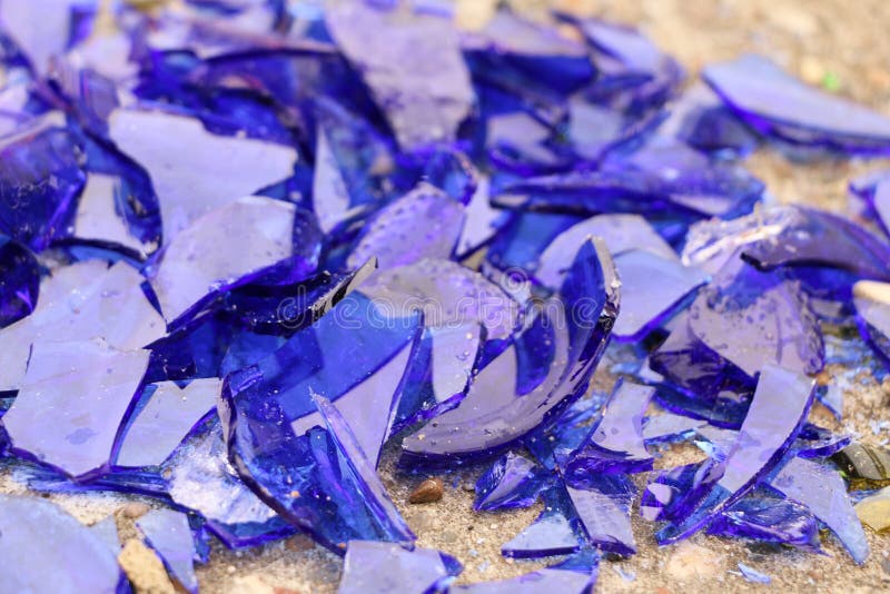 Blue Broken Glass on a Concrete Surface - Texture for a Background ...