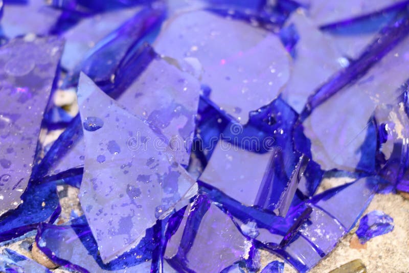 Blue Broken Glass on a Concrete Surface - Texture for a Background ...
