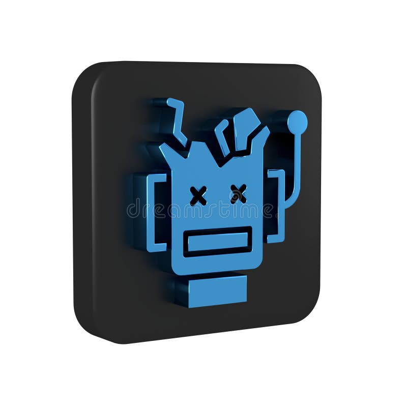 Blue Broken Robot Icon Isolated on Transparent Background. Artificial ...