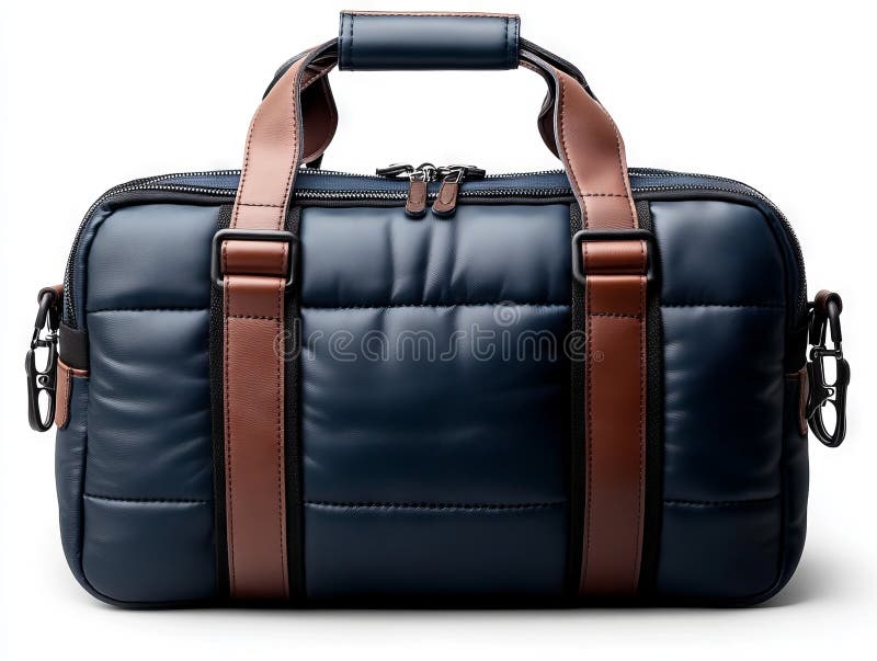 A Blue and Brown Briefcase on a White Background Stock Image - Image of ...