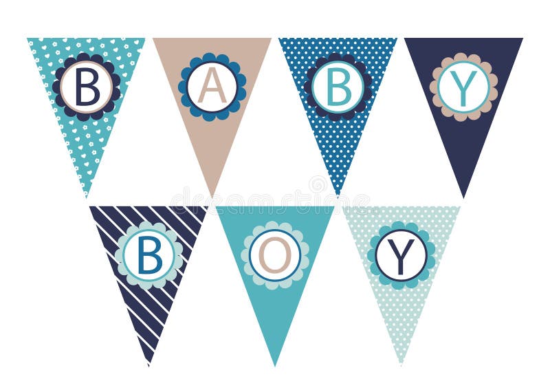 Blue and Brown Flags for Boy S Baby Shower Stock Illustration ...