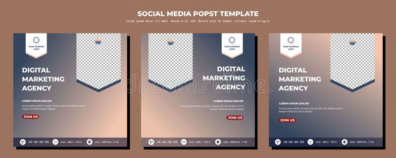 Blue Brown Vector Social Media Post Template, Vector Art Illustration ...