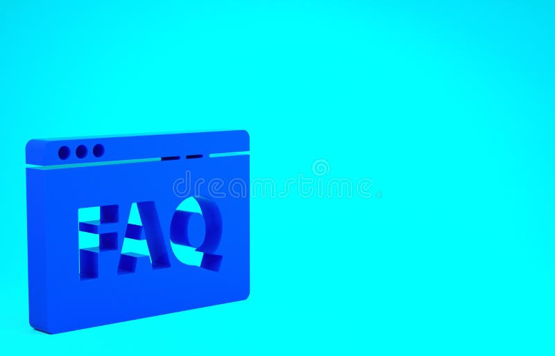 Blue Browser FAQ Icon Isolated on Blue Background. Internet ...