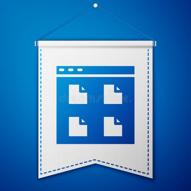 Blue Browser Files Icon Isolated on Blue Background. White Pennant ...