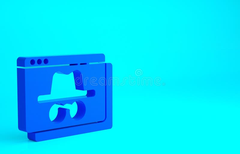 Blue Browser Incognito Window Icon Isolated on Blue Background ...