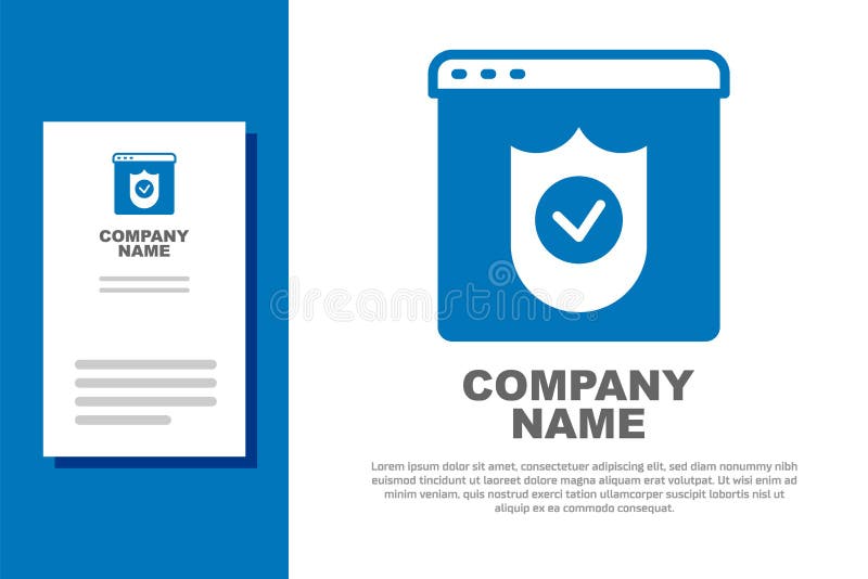 Blue Browser with Shield Icon Isolated on White Background. Security ...