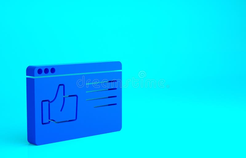 Blue Browser Window Icon Isolated on Blue Background. Minimalism ...