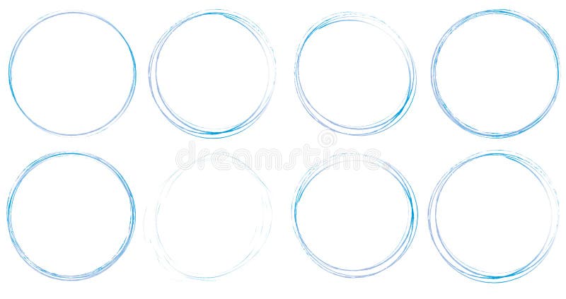 Blue Brush Round Frame Banner on White Background Stock Vector ...