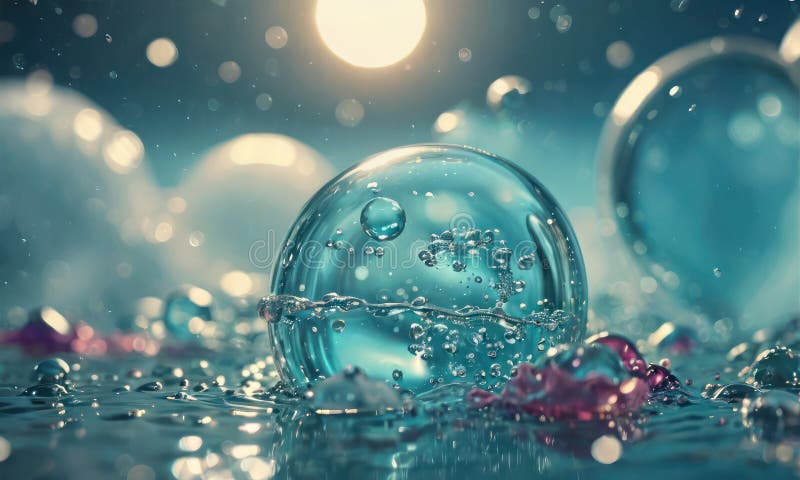 A Blue Bubble is Floating in the Water, Surrounded by Other Bubbles ...