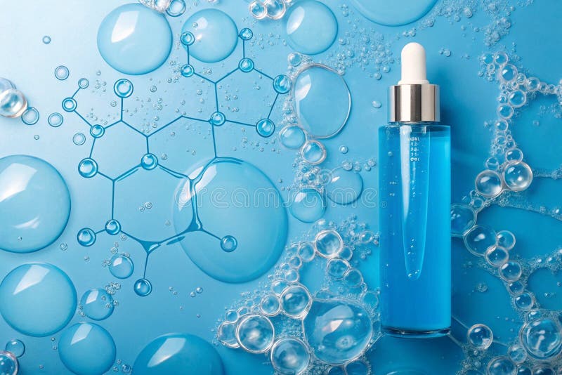 Blue Bubble and Molecule Background for Cosmetics Stock Illustration ...