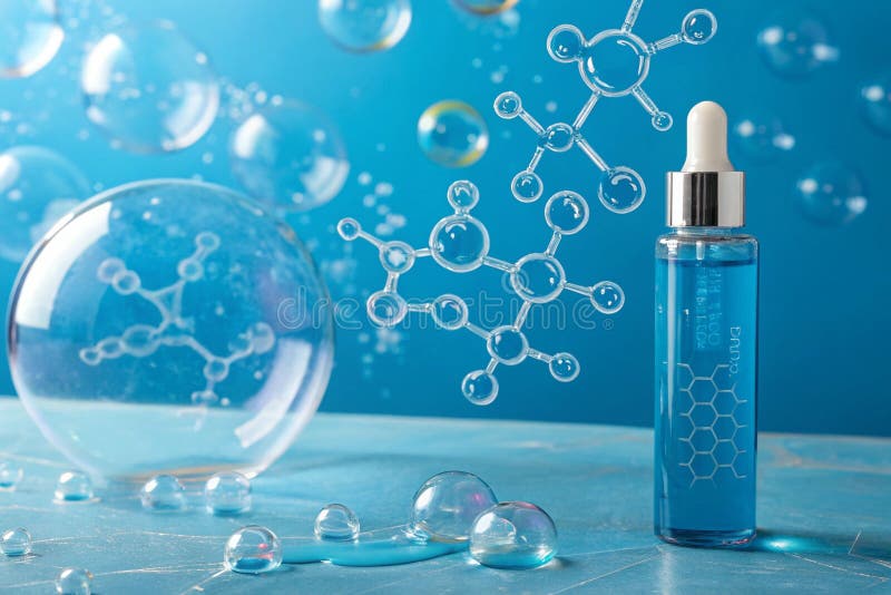 Blue Bubble and Molecule Background for Cosmetics Stock Illustration ...