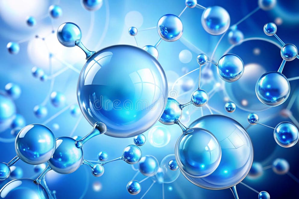 Blue Bubble and Molecule Pattern Stock Illustration - Illustration of ...