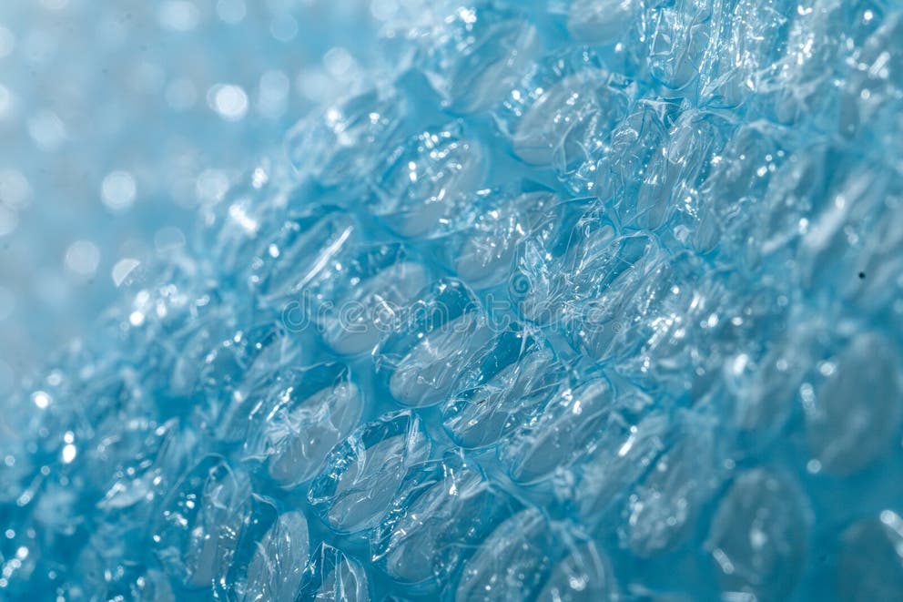 Blue Bubble Wrap Close Up in Diagonal Direction, Full Frame Stock Image - Image of packaging ...