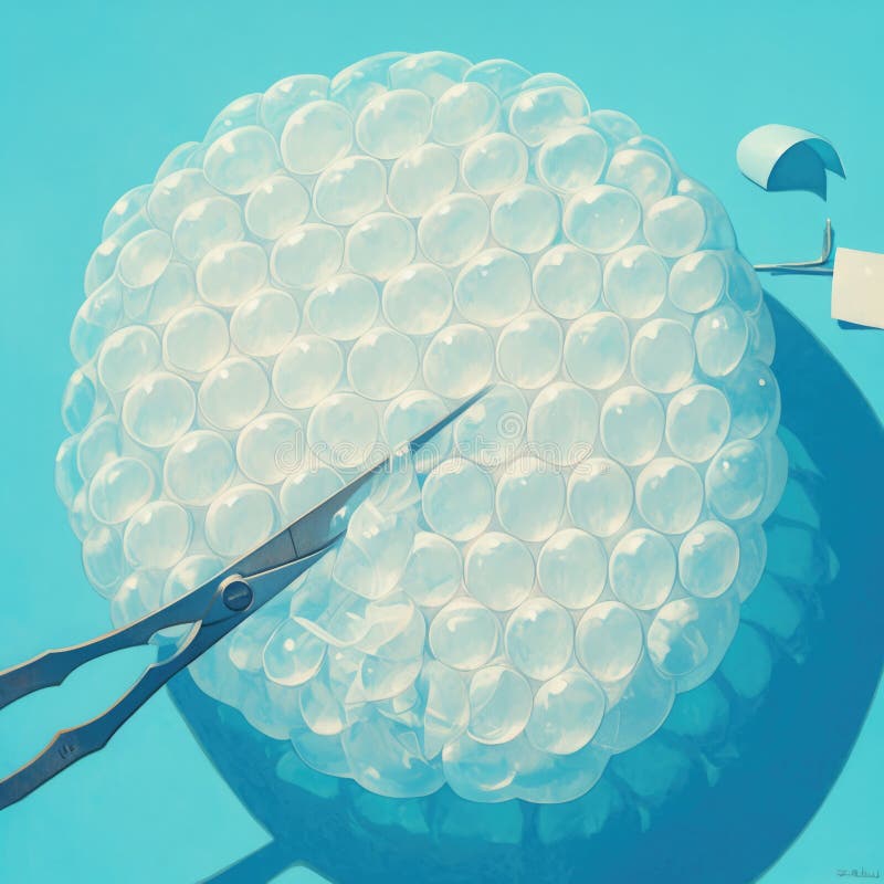 Blue Bubble Wrap Roll with Scissors on Light Blue Background Stock ...