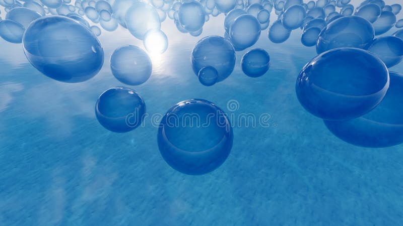 Abstract Background of Blue Bubbles in Space 3d Render Stock ...