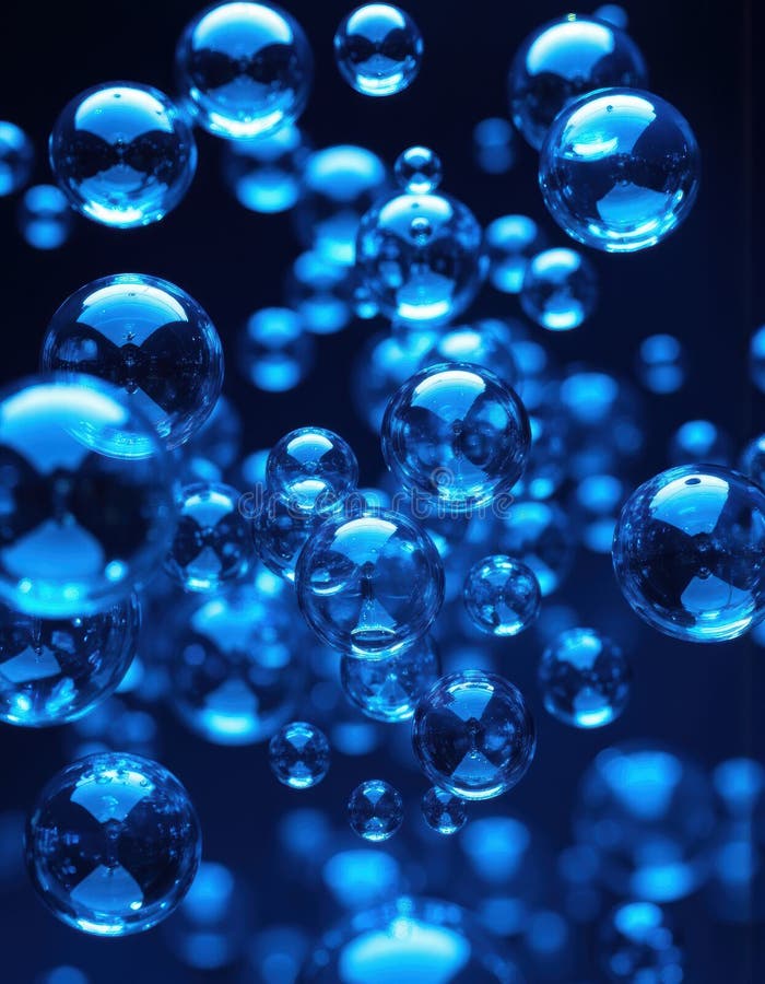 Blue Bubbles Floating in a Dark Background, Creating a Mesmerizing ...