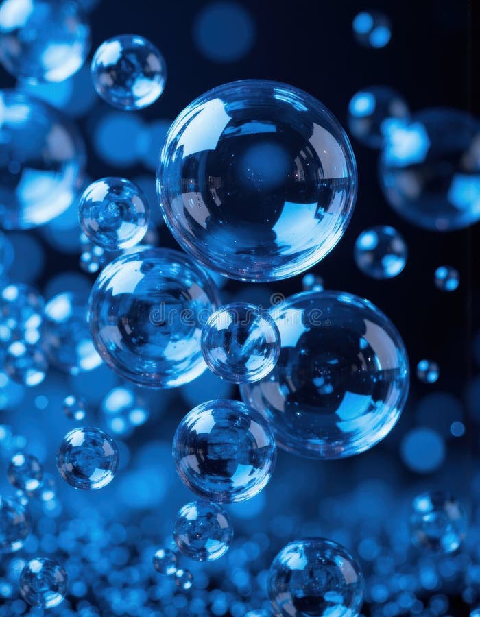 Blue Bubbles Floating in a Dark Background, Creating a Mesmerizing ...