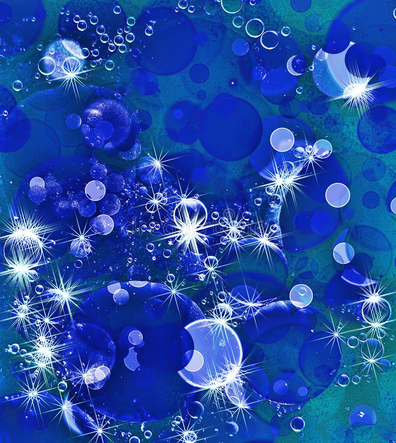 Blue Bubbles and Stars Pattern.Abstract Background. Stock Illustration ...